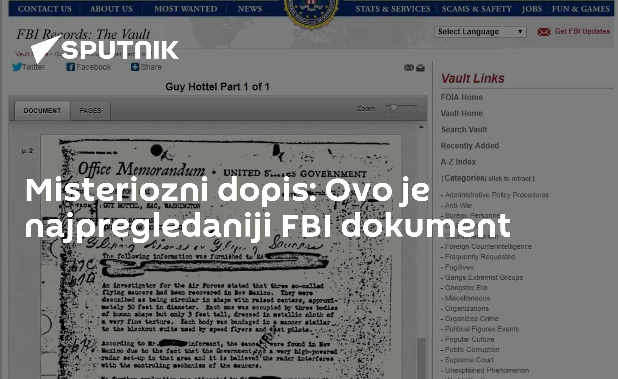 Misteriozni dopis: Ovo je najpregledaniji FBI dokument - 09.06.2018 ...
