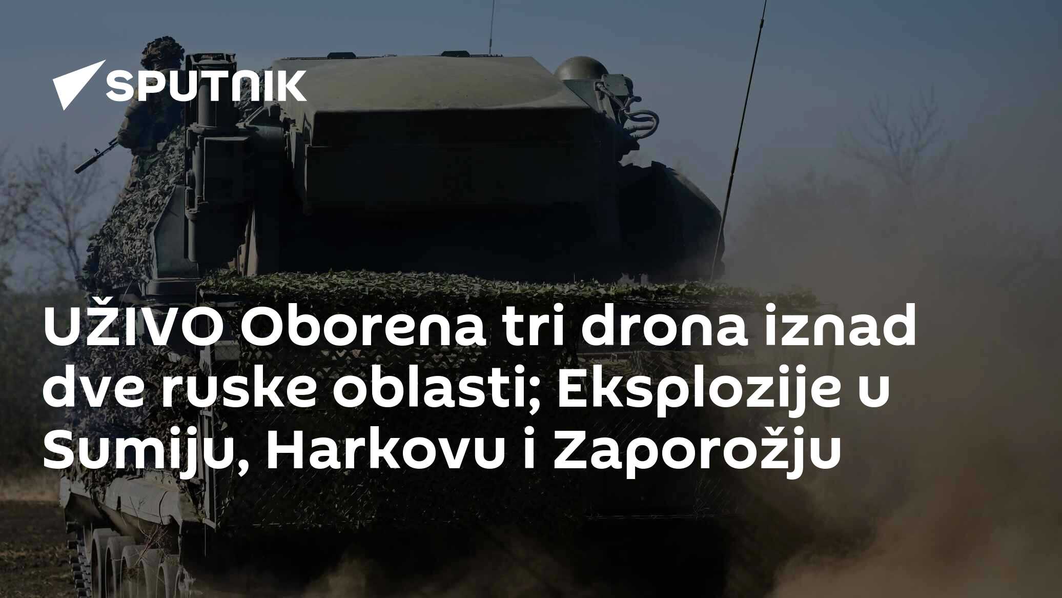 UŽIVO Oborena tri drona iznad dve ruske oblasti; Eksplozije u Sumiju ...